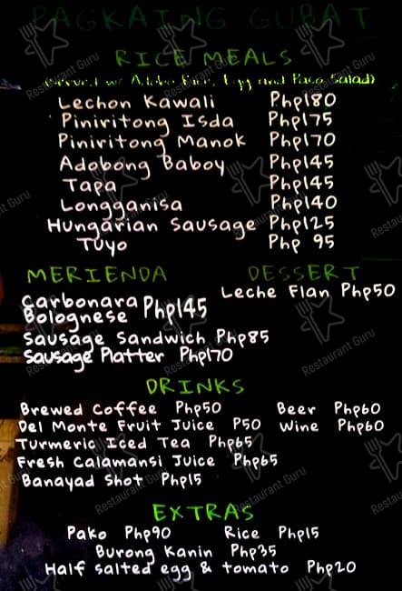 Menu at Gubat QC restaurant, Quezon City