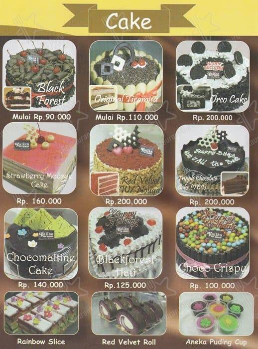 Menu at Kalika Cake Shop cafe, Bandung, Jl. Mekar Puspita No.42