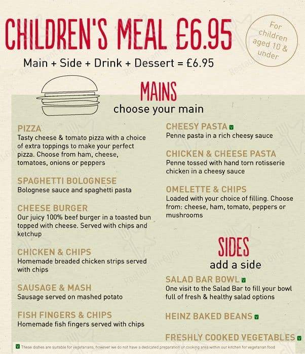 Menu at Garfunkel's restaurant, London, 267 Tottenham Ct Rd