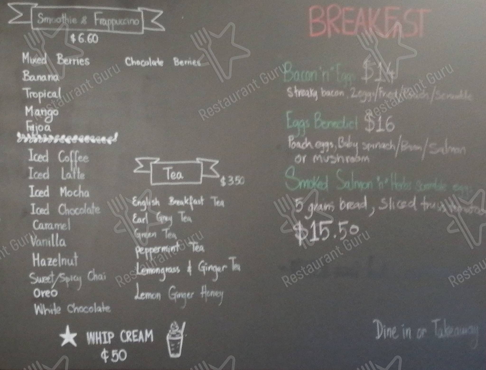 Menu at Market Road Kitchen cafe, Auckland, 170 Great South Rd