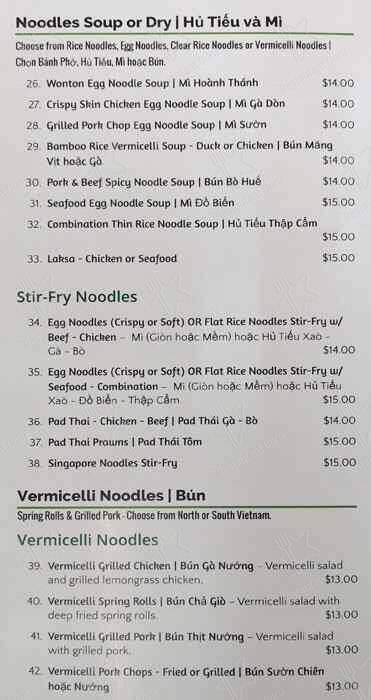 Menu at Pasteur Vietnamese Restaurant, Blacktown, 32A Flushcombe Rd