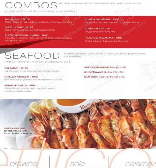 Menu at Piatto Restaurant Grill-Sandton, Sandton, Maude Street