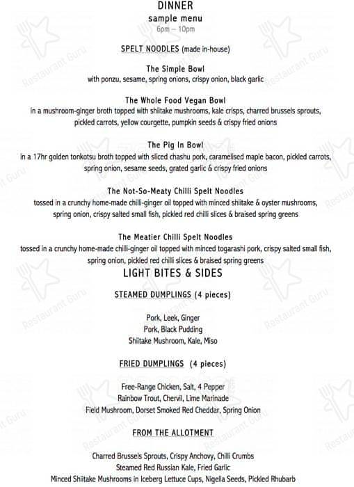 Menu at The Laundry Building pub & bar, London, 2-18 Warburton Rd