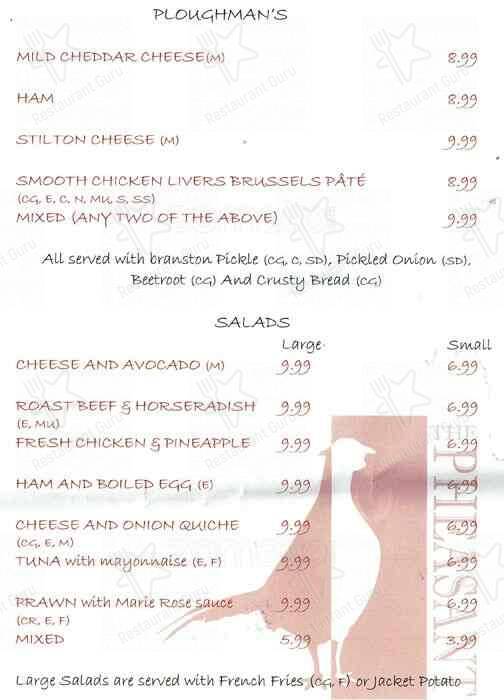 Menu at The Pheasant Inn & Restaurant Heathrow (over 18s only), Hayes ...