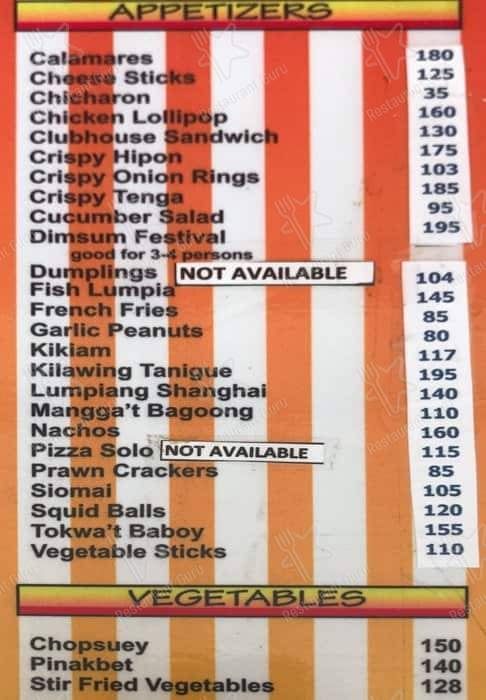 Menu at Turtles Family KTV pub & bar, Quezon City, West Ave