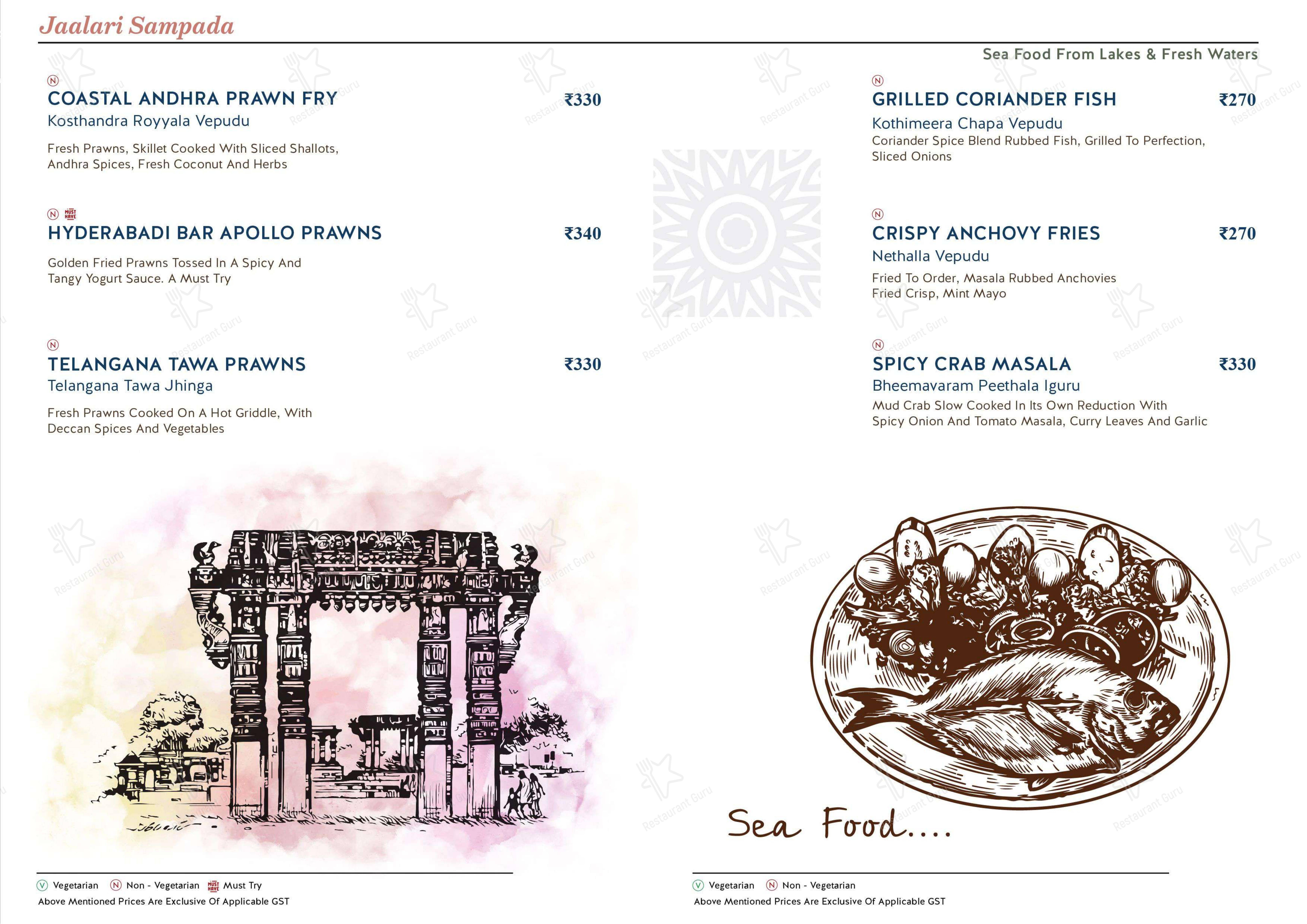 Menu at Avanti- Traditionally Andhra, Bengaluru