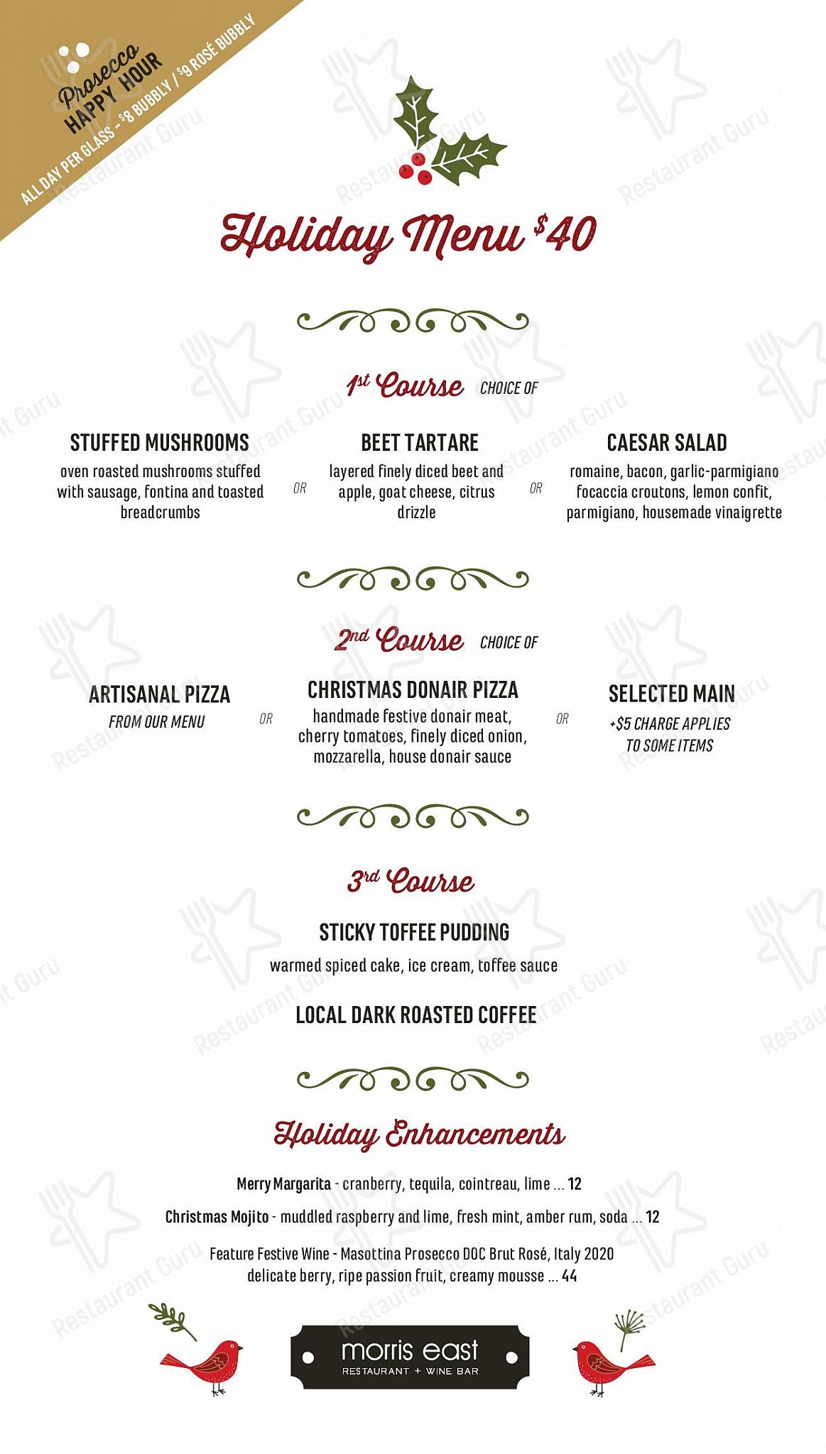 Menu at Morris East pub & bar, Bedford, 620 Nine Mile Dr #1-9