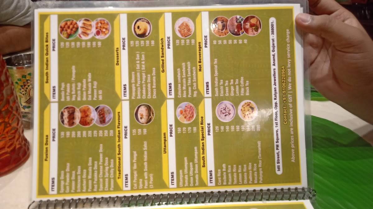 Menu at idli street Anand, Anand