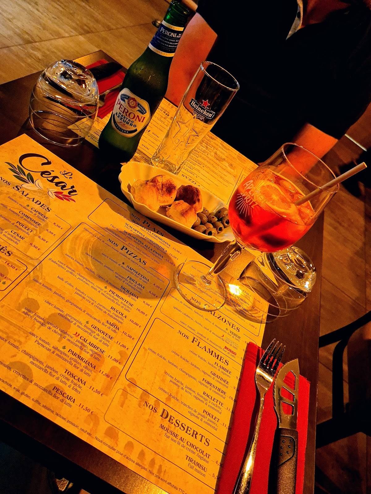 Menu au le césar restaurant, Sarreguemines