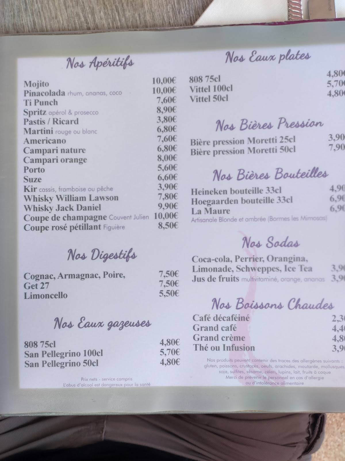 Menu au le lodge restaurant, Le Lavandou, 18 Avenue des Prés Boulevard ...