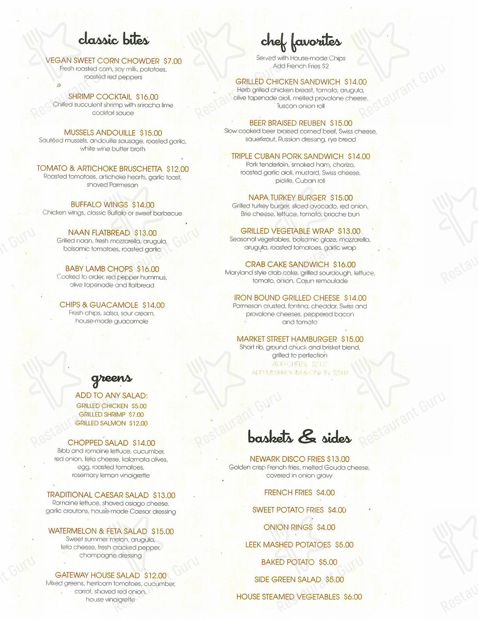 Menu at Market Street Bar & Grill, Newark