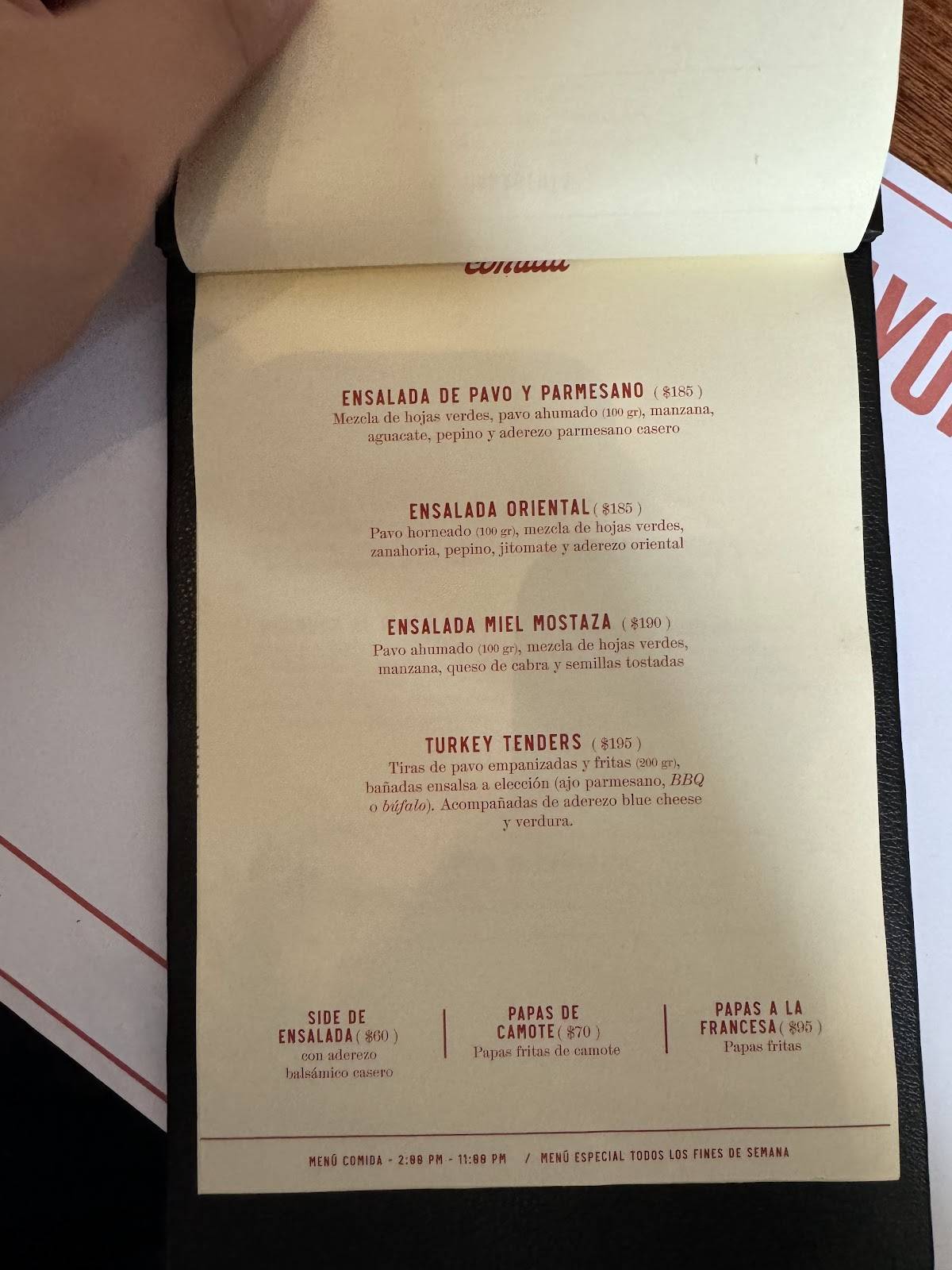Menu at Pavo Rosso pub & bar, Naucalpan
