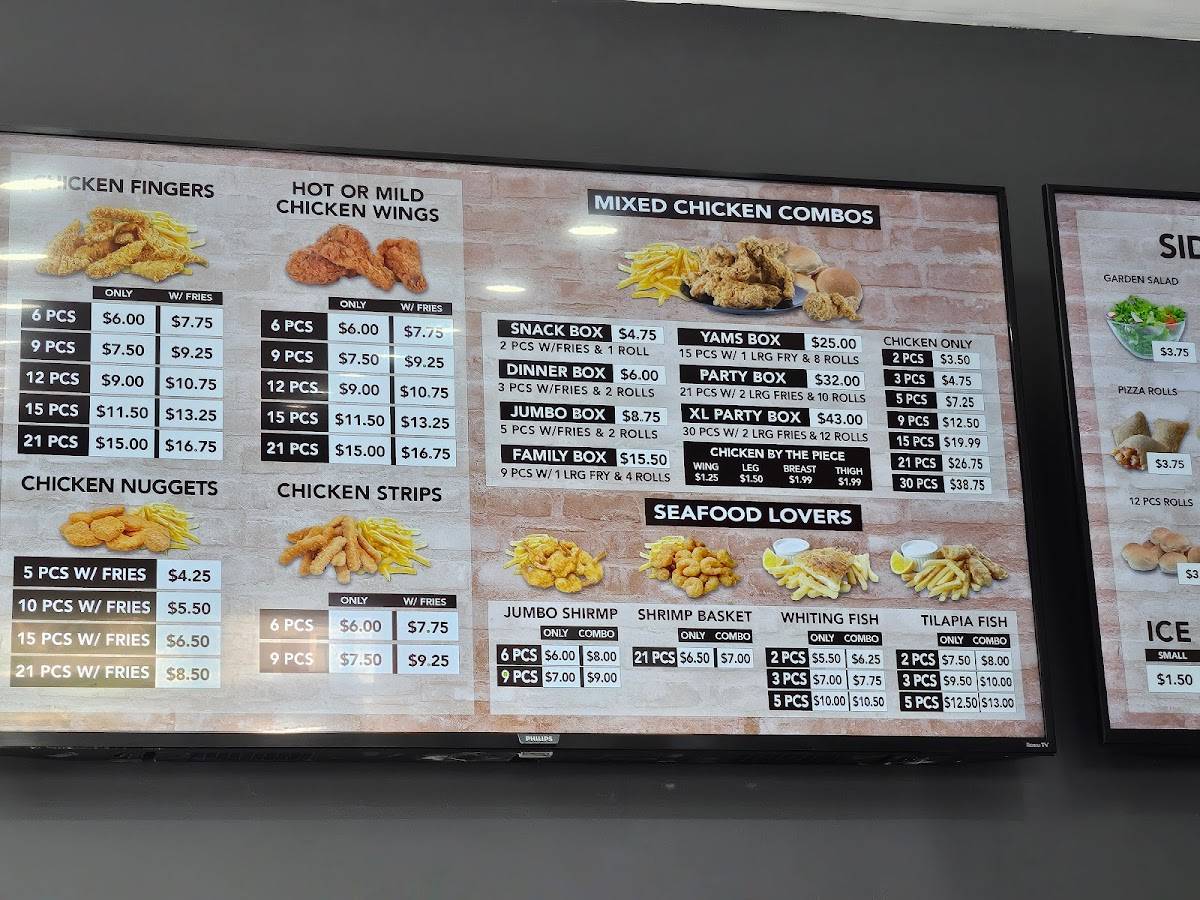 Menu at Yams Halal restaurant, Binghamton