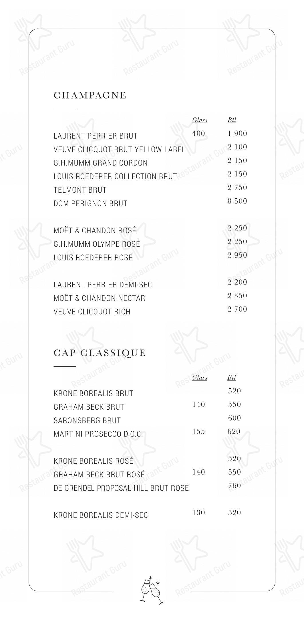 Menu at Bobo's by Kove Collection restaurant, Cape Town