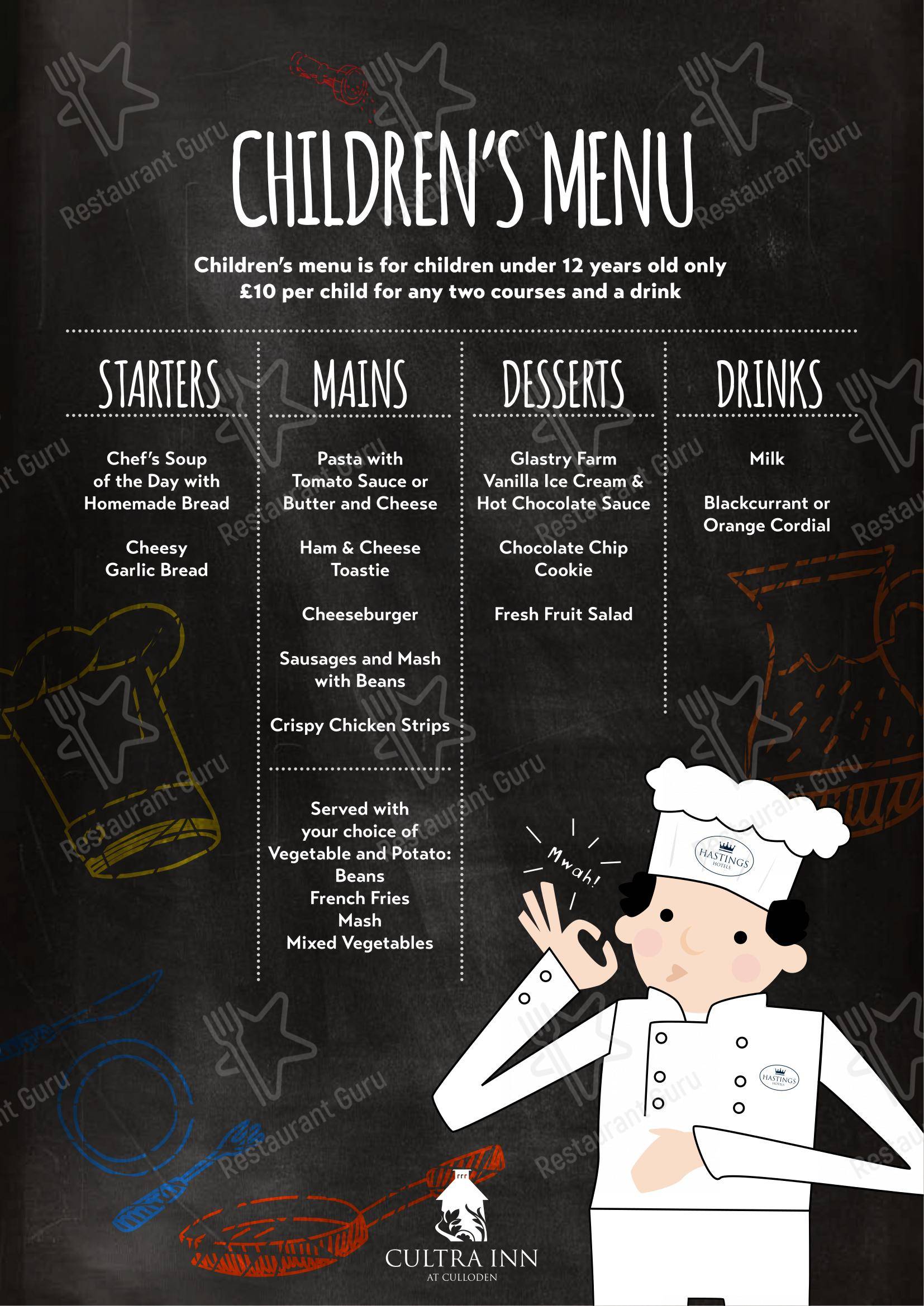 Menu at Cultra Inn pub & bar, Holywood, Culloden Estate and Spa