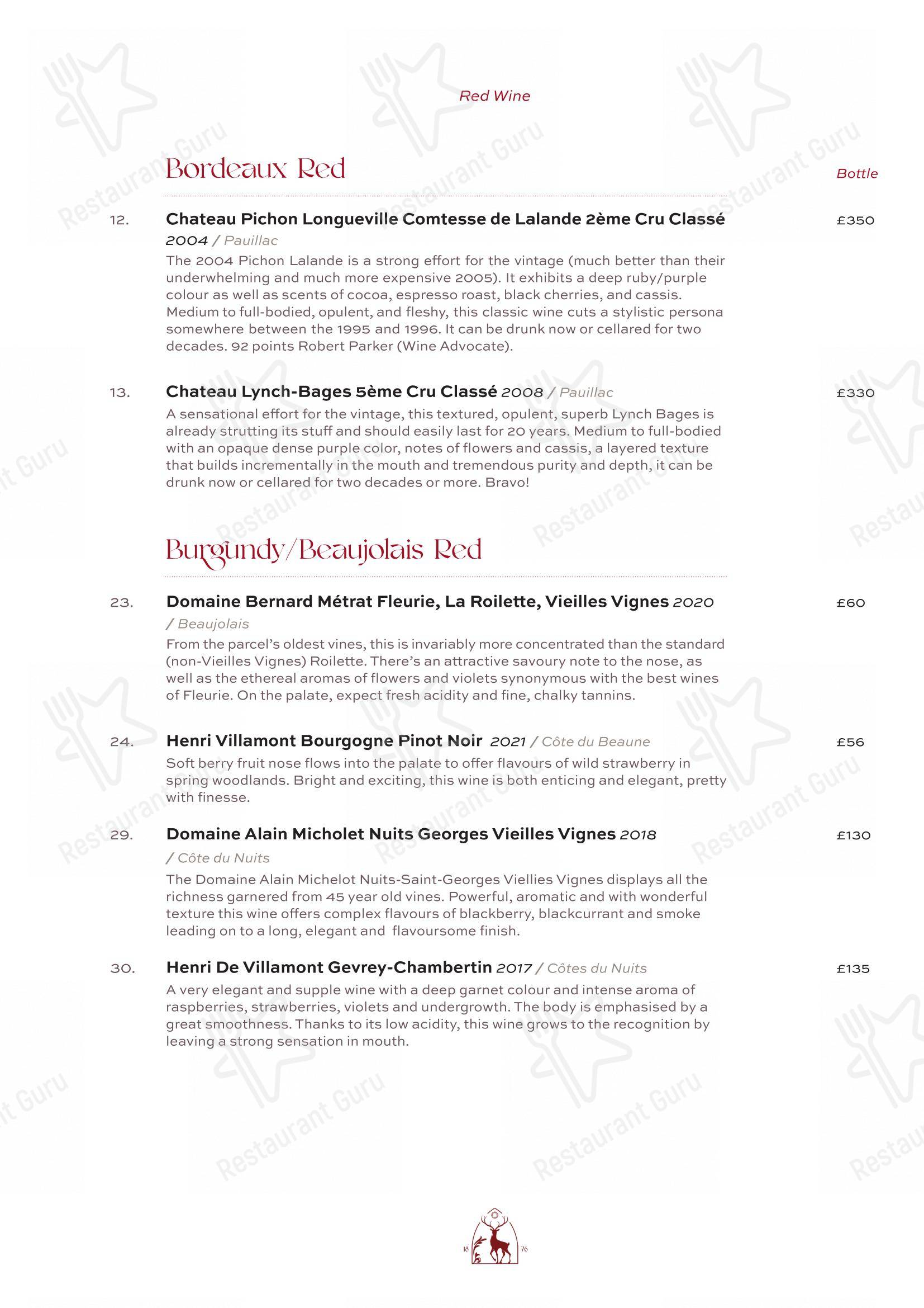 Menu at Cultra Inn pub & bar, Holywood, Culloden Estate and Spa