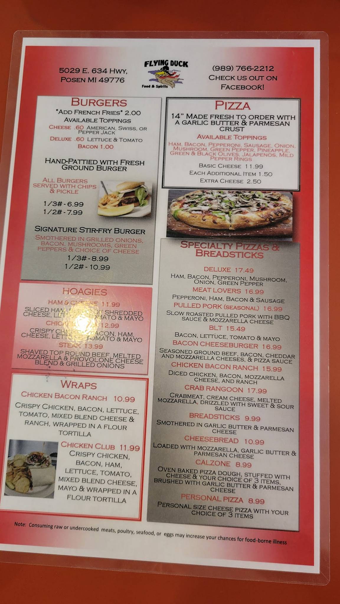 Menu at Flying Duck pub & bar, USA