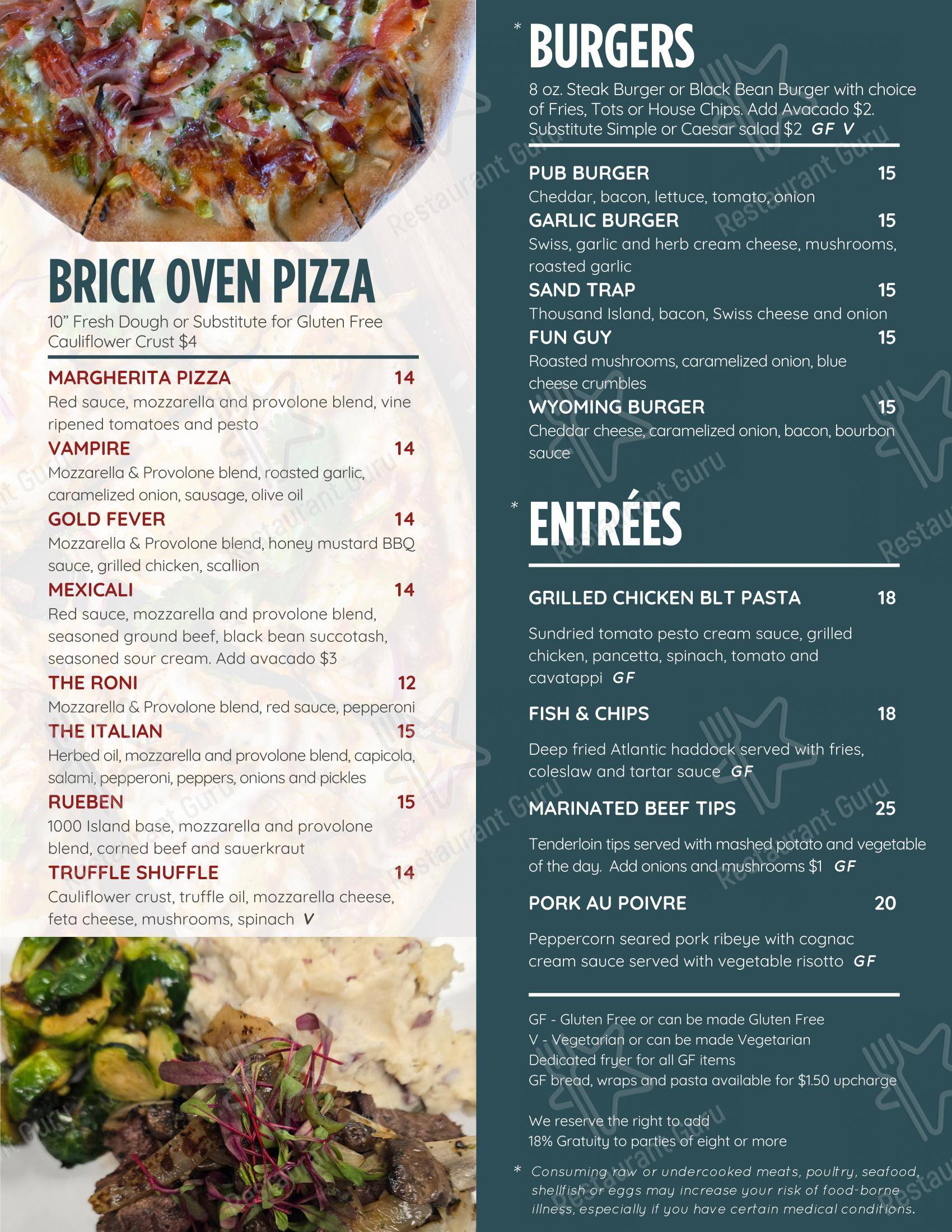 Menu at Foggy's Pub, Palmyra