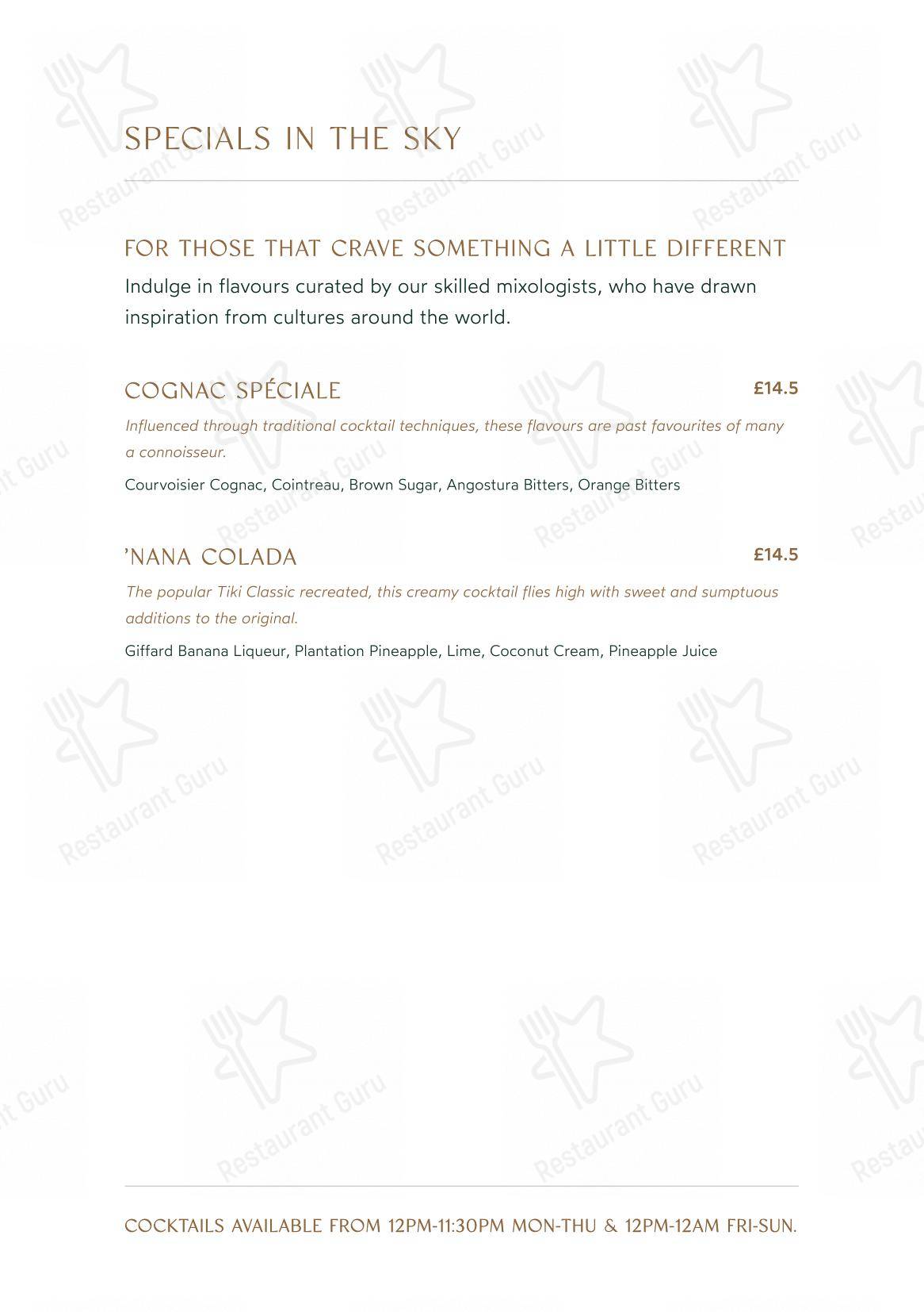 Menu at Fourteen Sky Bar & Restaurant, Milton Keynes