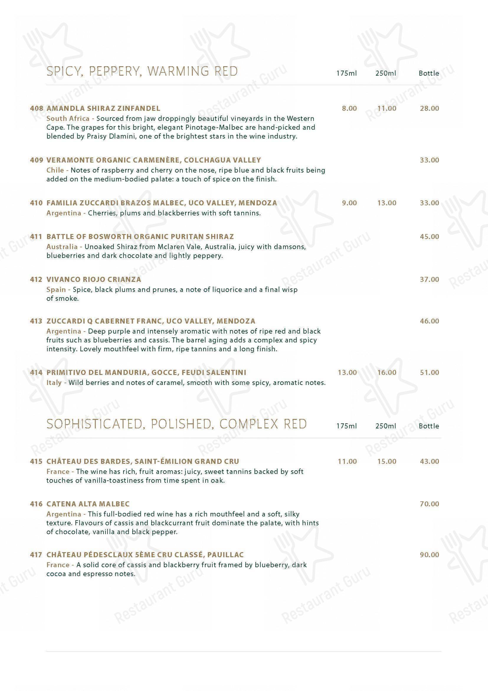 Menu at Fourteen Sky Bar & Restaurant, Milton Keynes