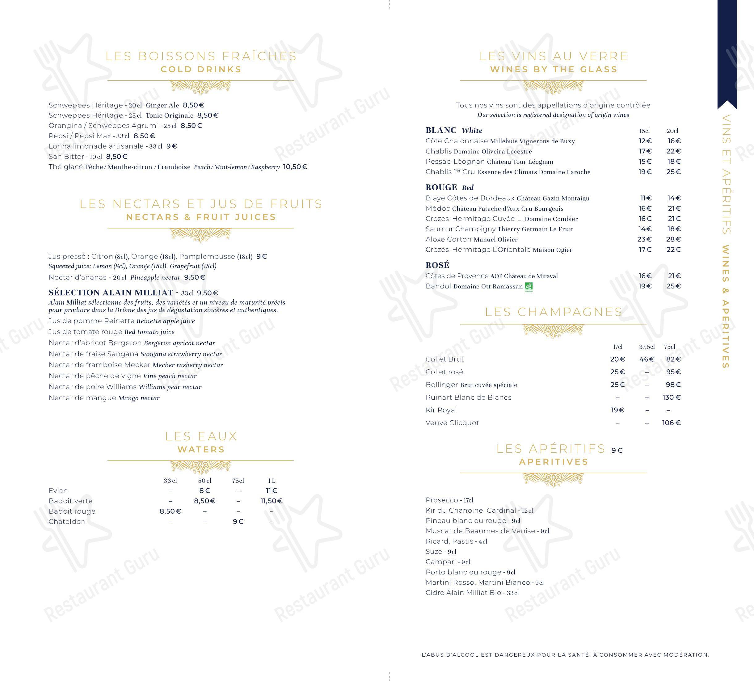 Menu at Le Train Bleu restaurant, Paris, Gare de Lyon