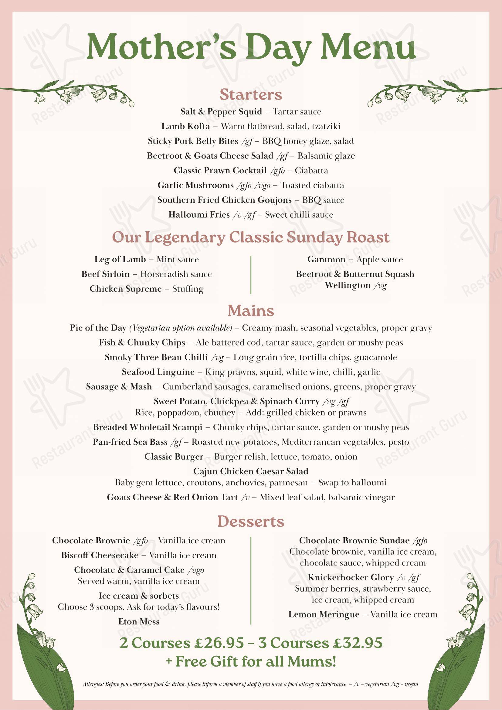 Menu at The Fancott pub & bar, Luton