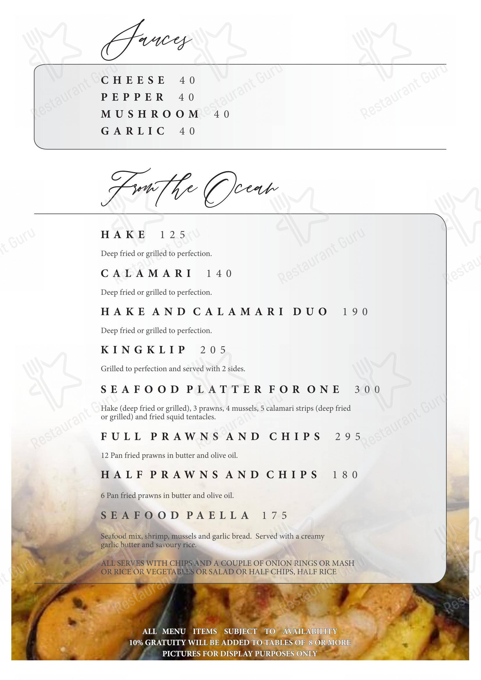 Menu at The Gallery restaurant, Queenstown