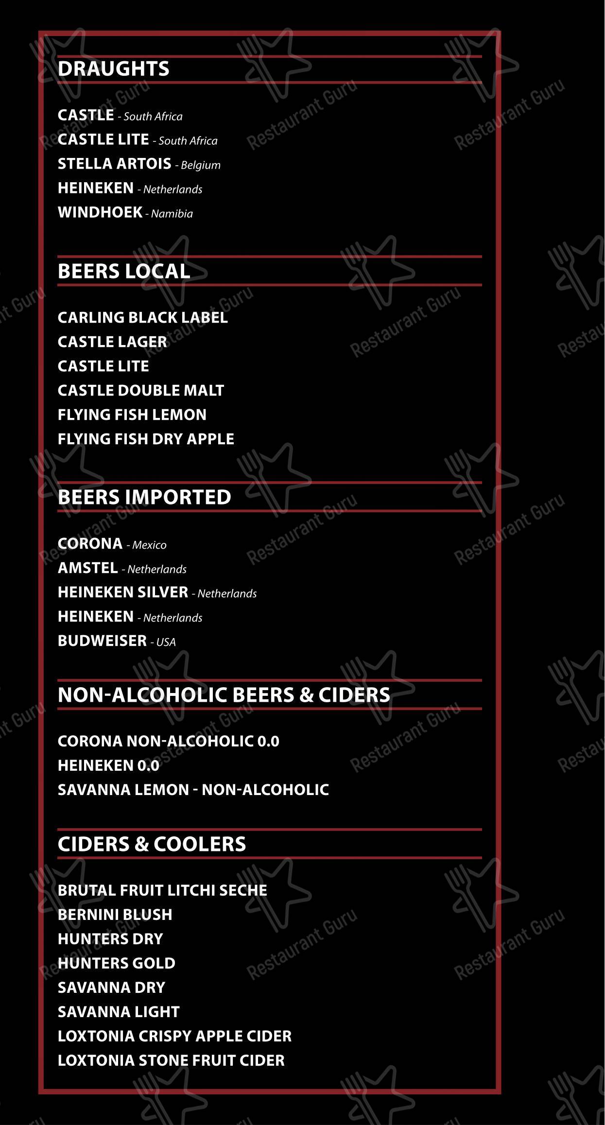 Menu at Trumps Grillhouse and Butchery pub & bar, Sandton
