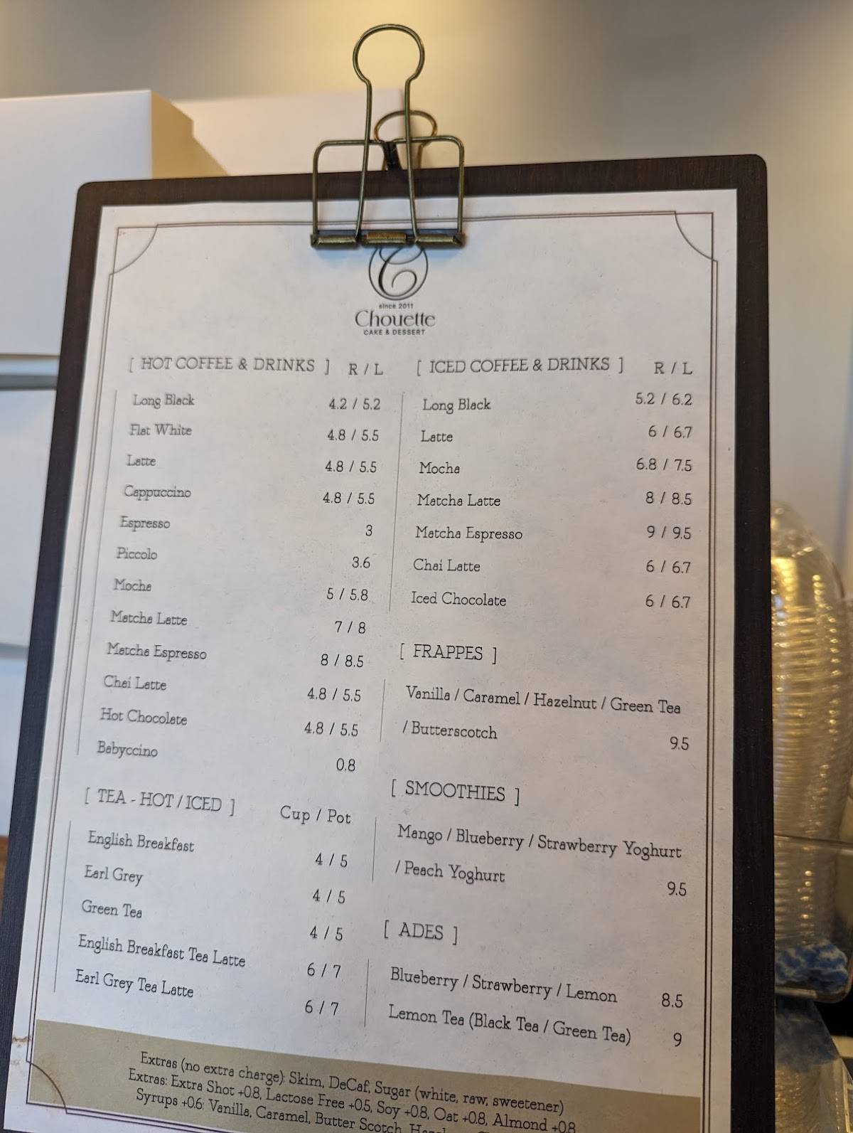 Menu at Chouette Cake & Dessert restaurant, Underwood