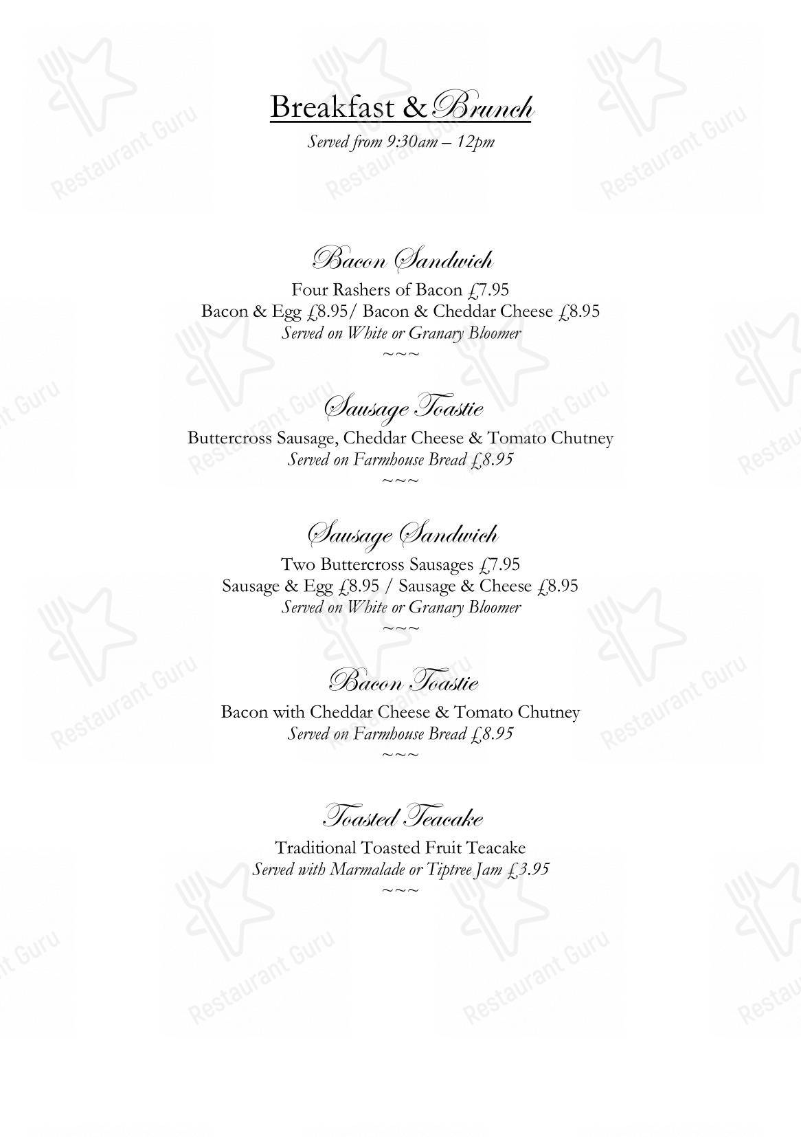 Menu at Whitmore Tea Rooms cafe, Newcastle-under-Lyme