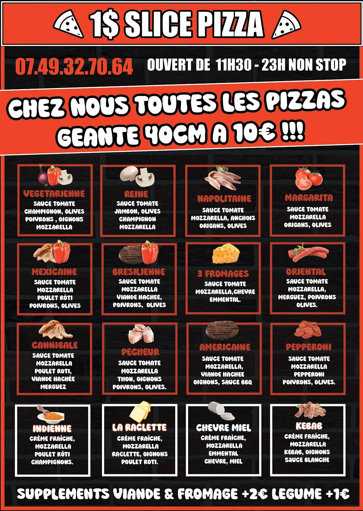 Menu at 1$ SLICE PIZZA pizzeria, Montpellier, 48 Rue de l'Aiguillerie