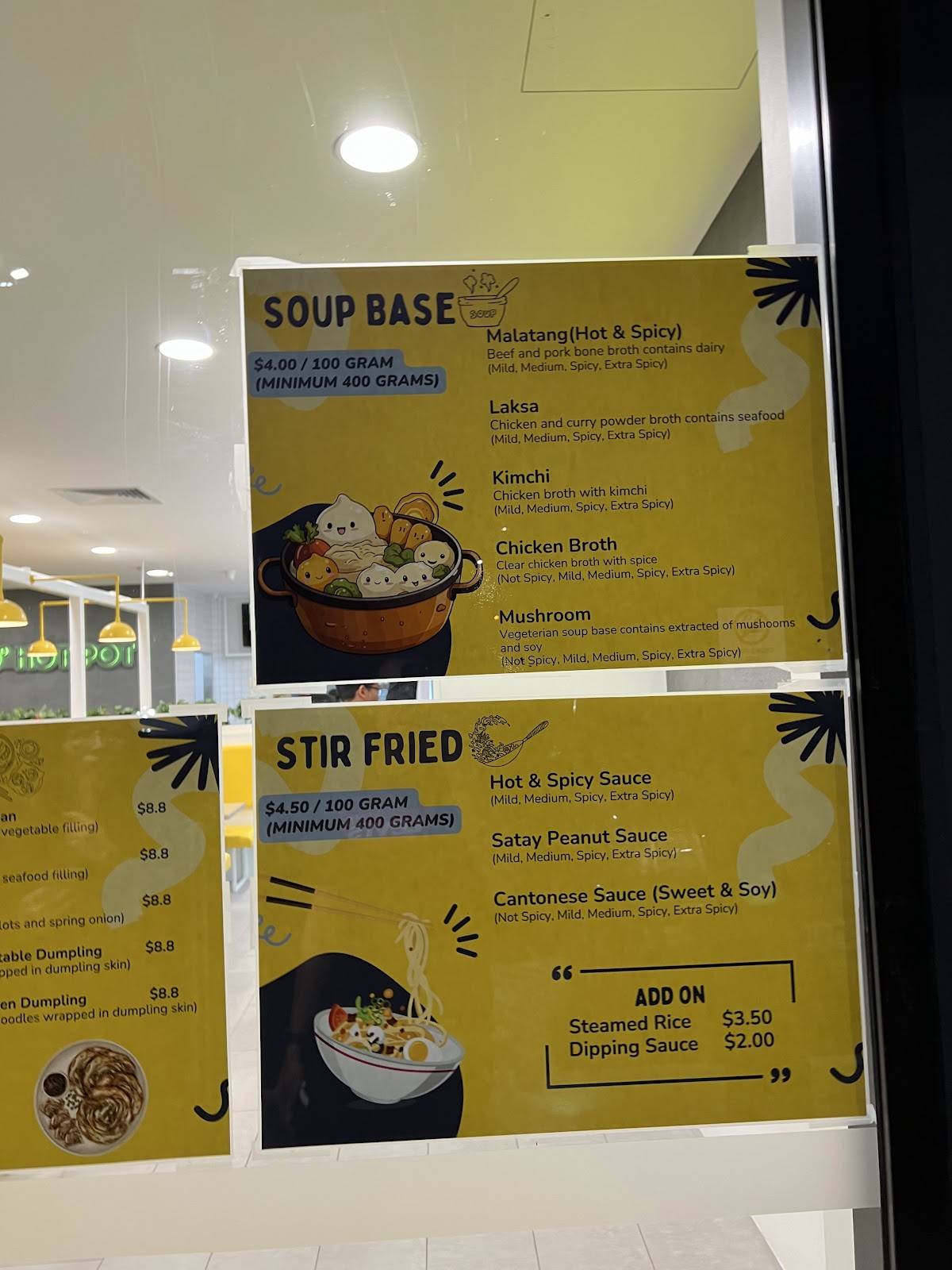 Menu at 100°C Hot Pot restaurant, Lightsview