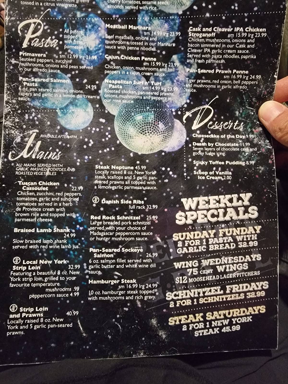 Menu at Red Rock Grill restaurant, 100 Mile House, Reservations Accepted