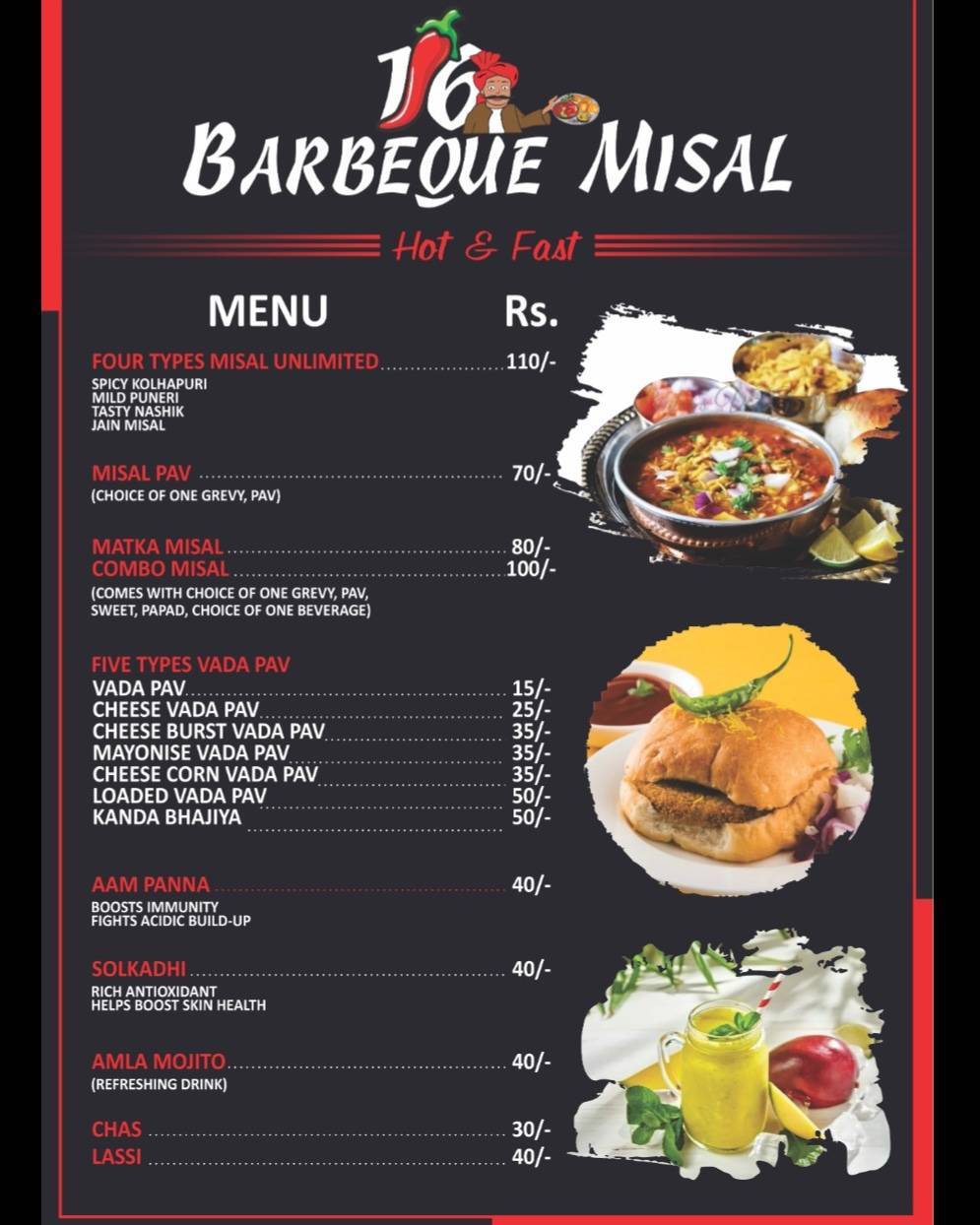Menu at 16 Barbeque Misal, Surat