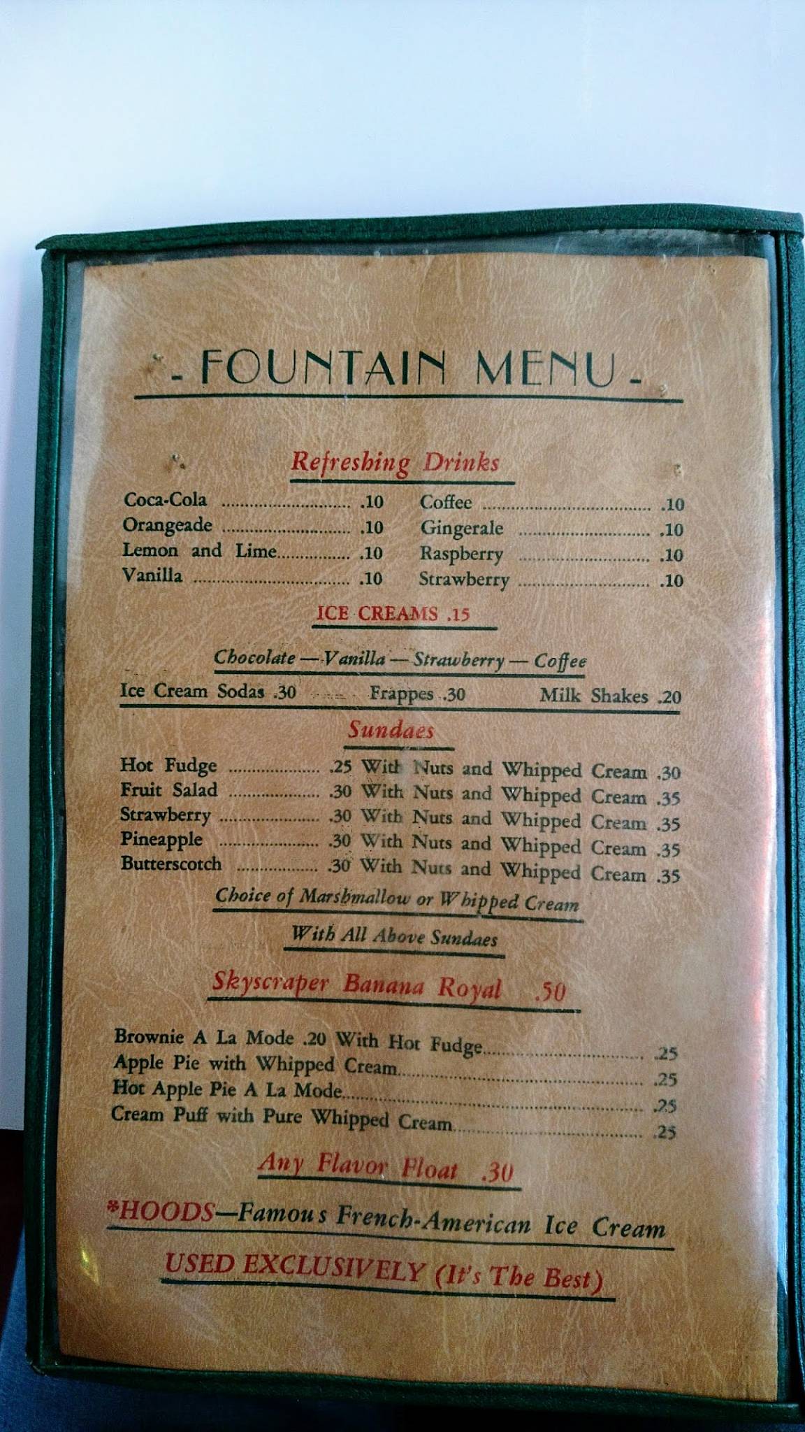 Menu at 1950s American Diner restaurant, Swadlincote, John St