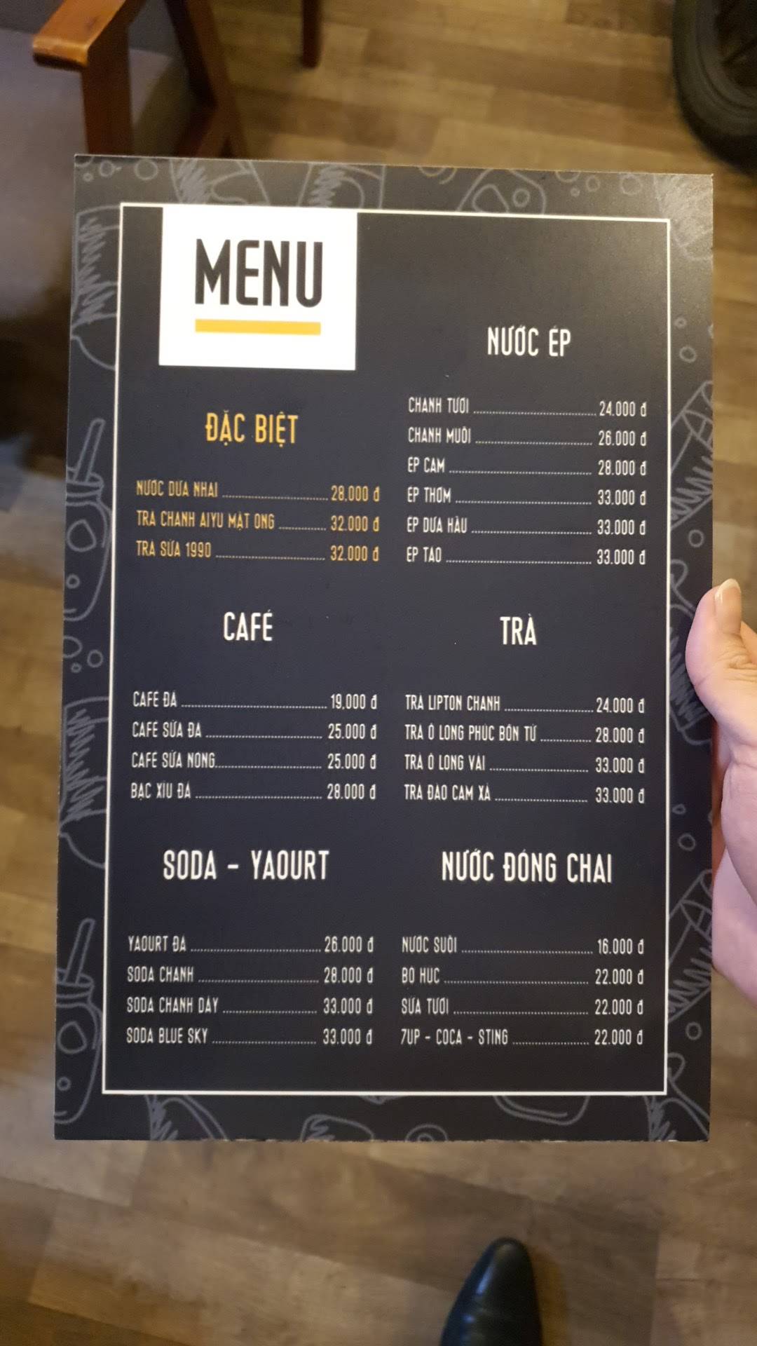 Menu at 1990 Coffee & Tea cafe, Ho Chi Minh City, 305/24 Đ. Lê Văn Sỹ