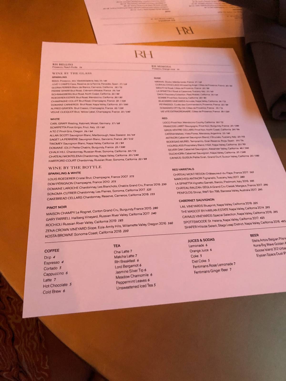 Menu at 3 Arts Club Cafe at RH Chicago, Chicago