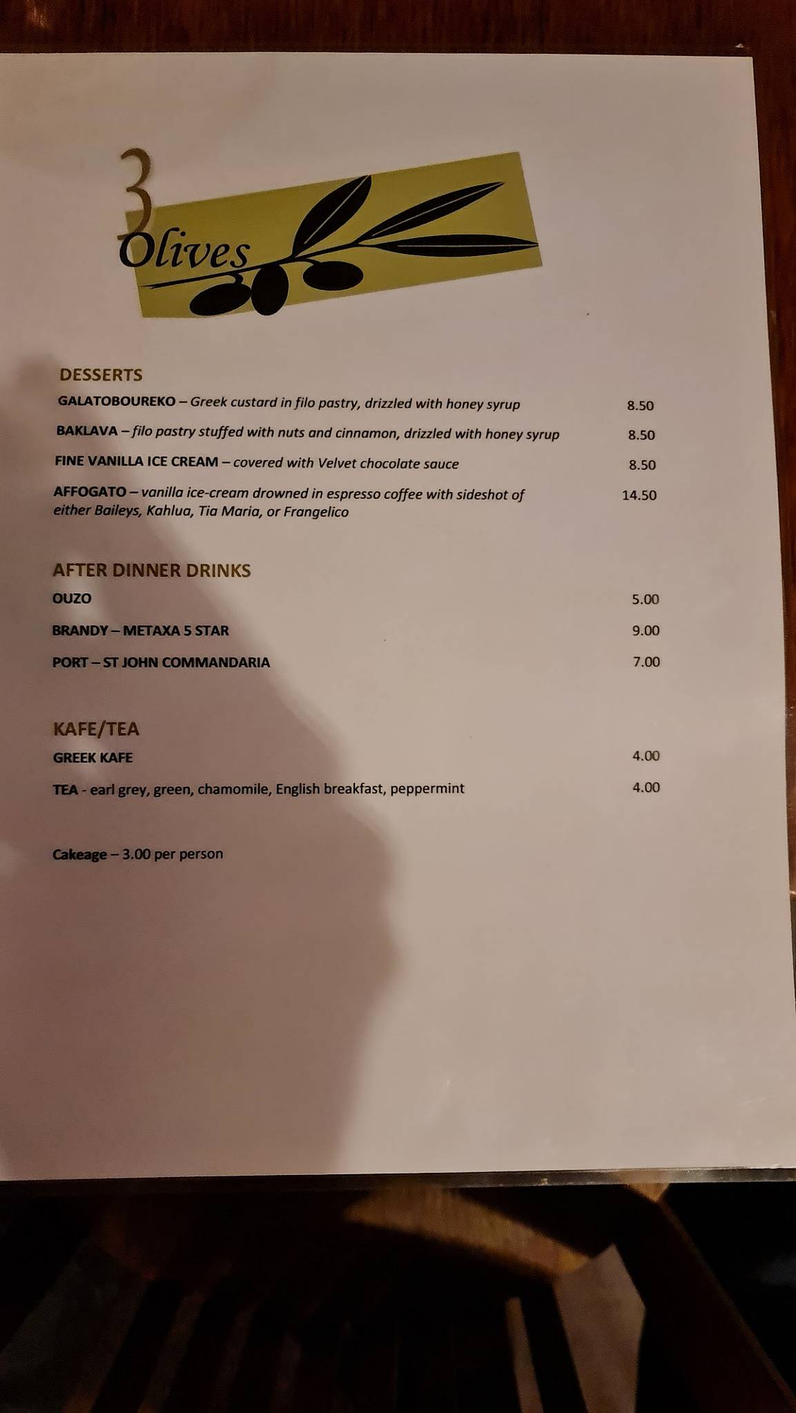 Menu at 3 Olives Greek Newtown restaurant, Newtown