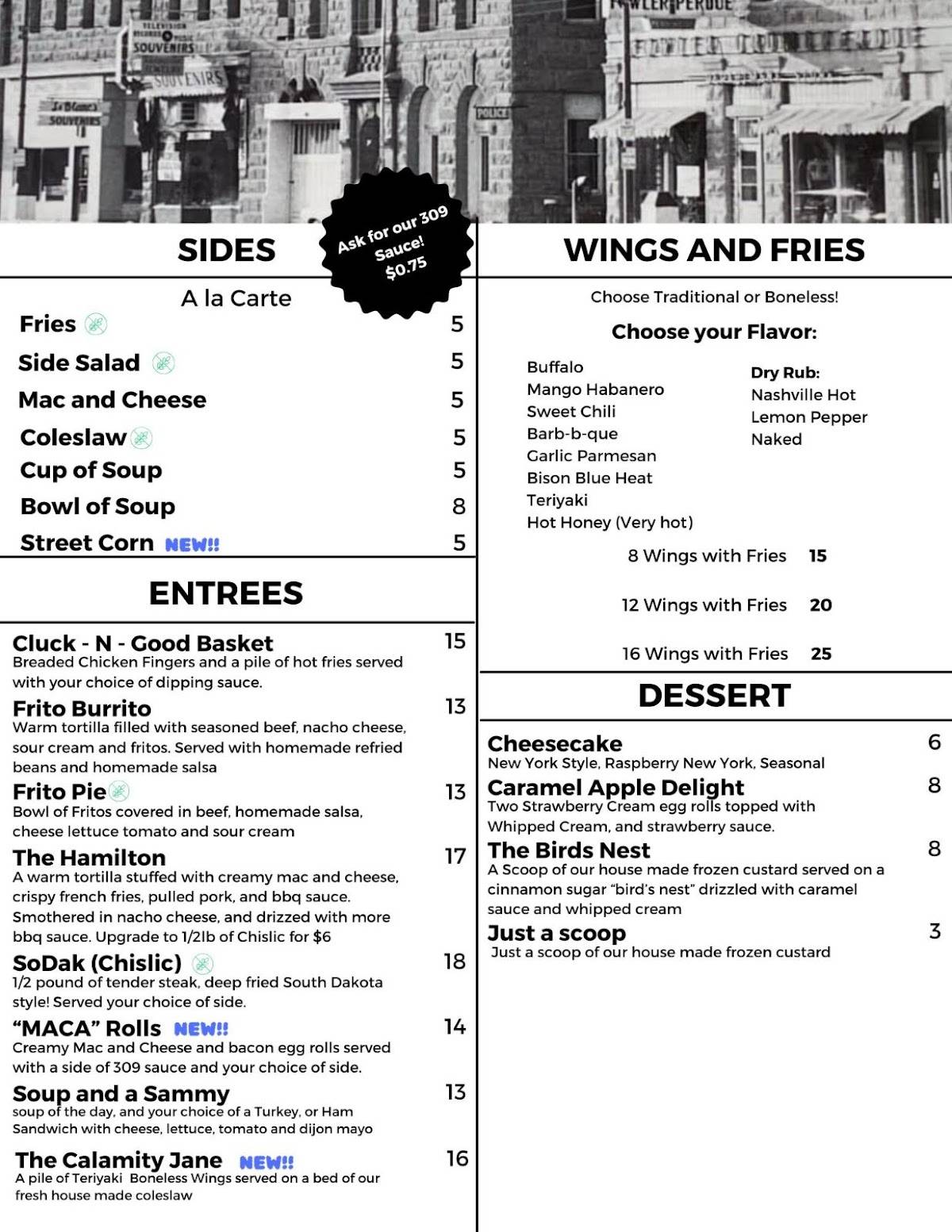 Menu at 309 General Restaurant & Bar, Hot Springs