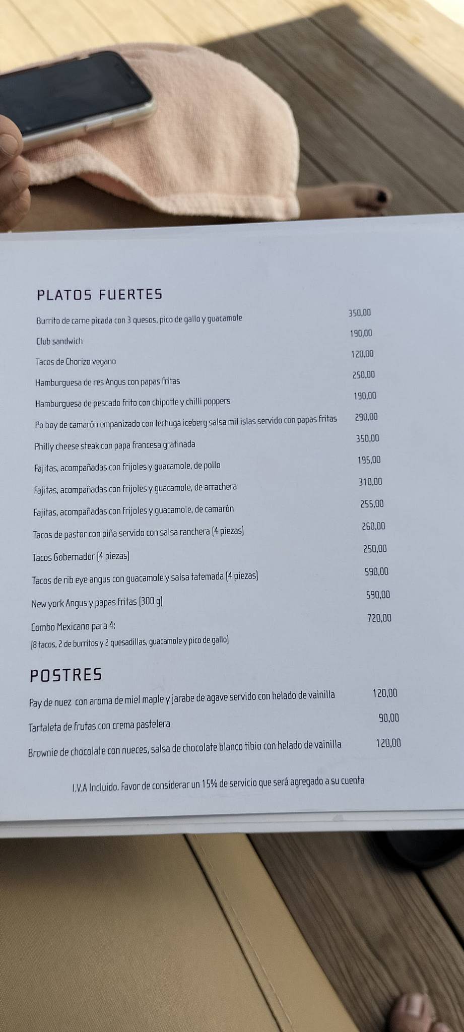 Carta del pub y bar 360° Riu Rooftop Guadalajara, Guadalajara