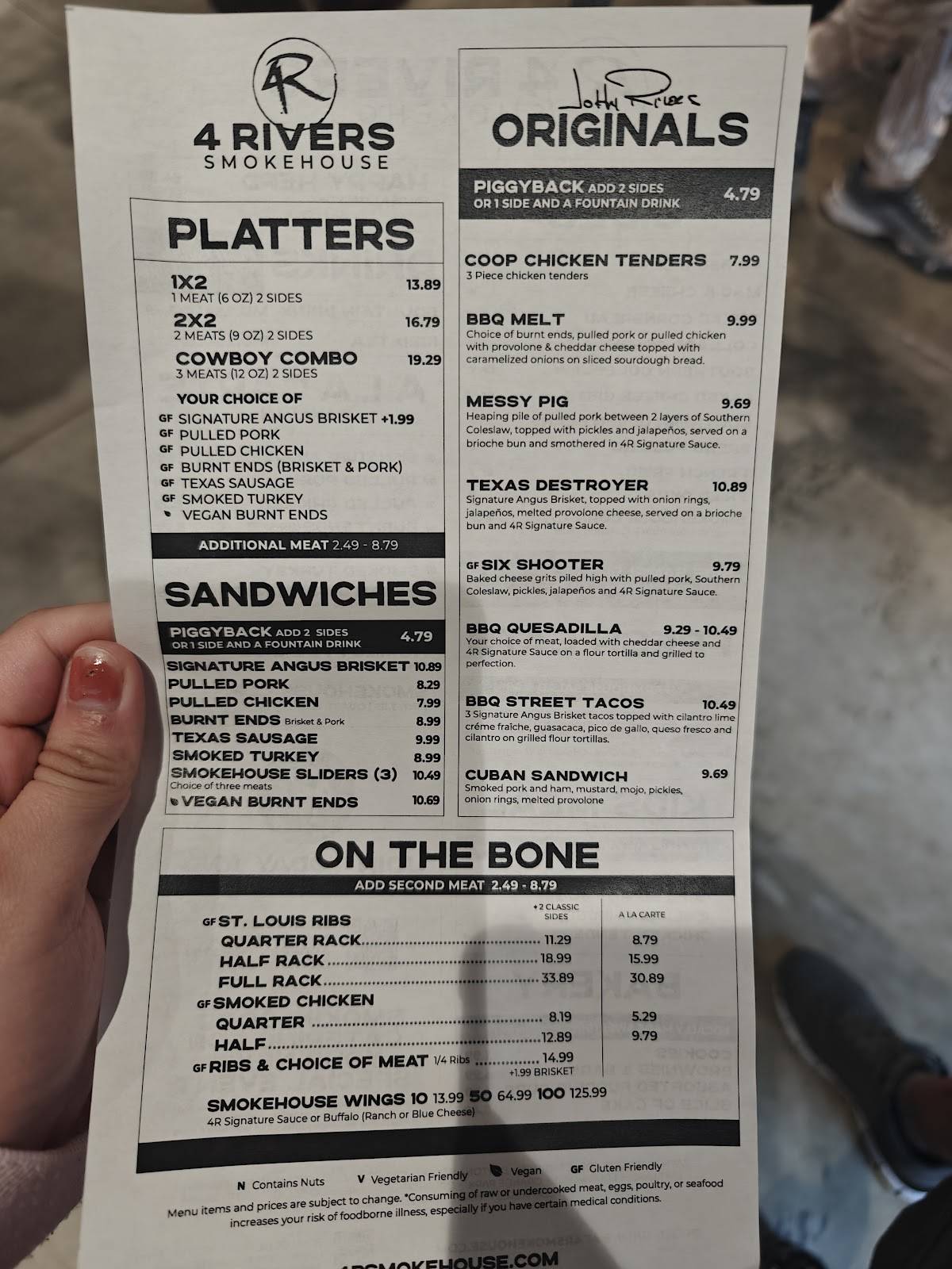 Menu at 4 Rivers Smokehouse BBQ, Daytona Beach