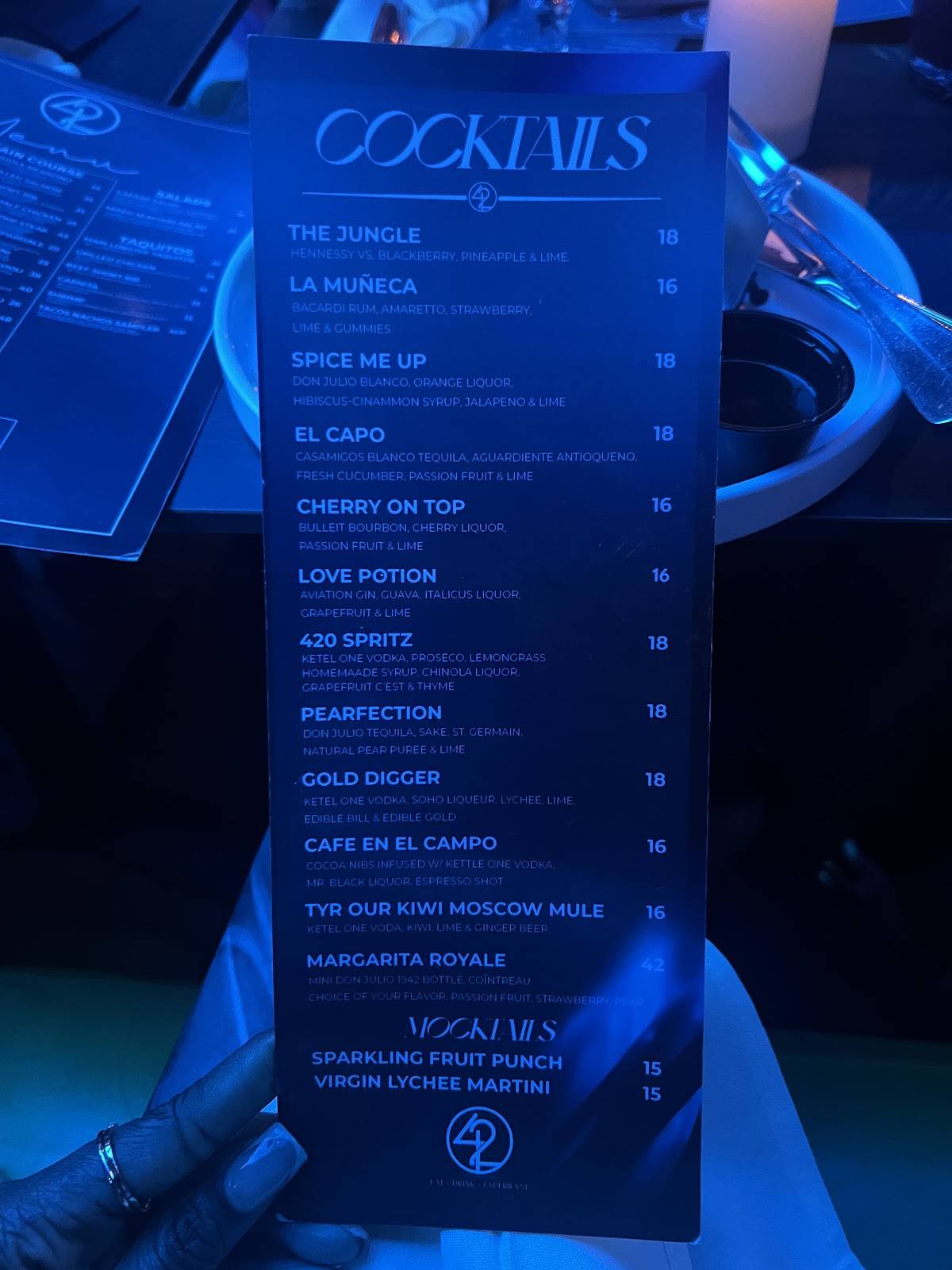 Menu at 420 Bar & Lounge, New York City