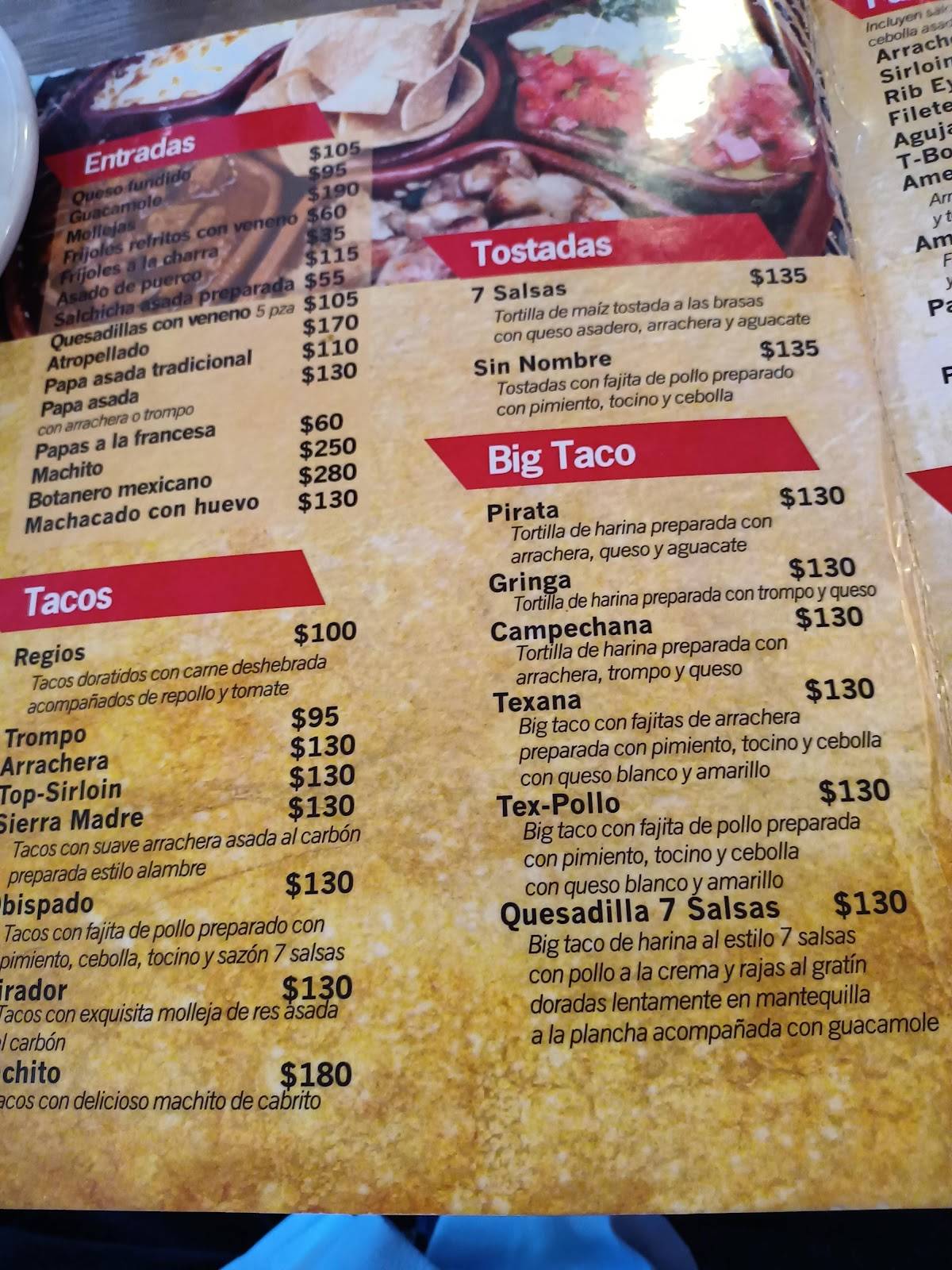 Carta del restaurante 7 Salsas, Monterrey, Av. Revolución