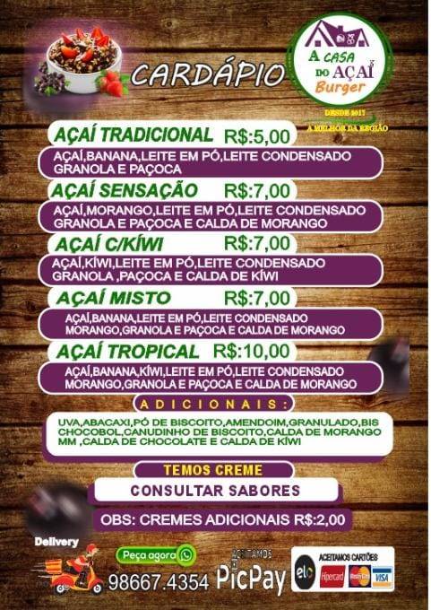 Menu em A Casa do Açaí Burger pub & Bar, Recife