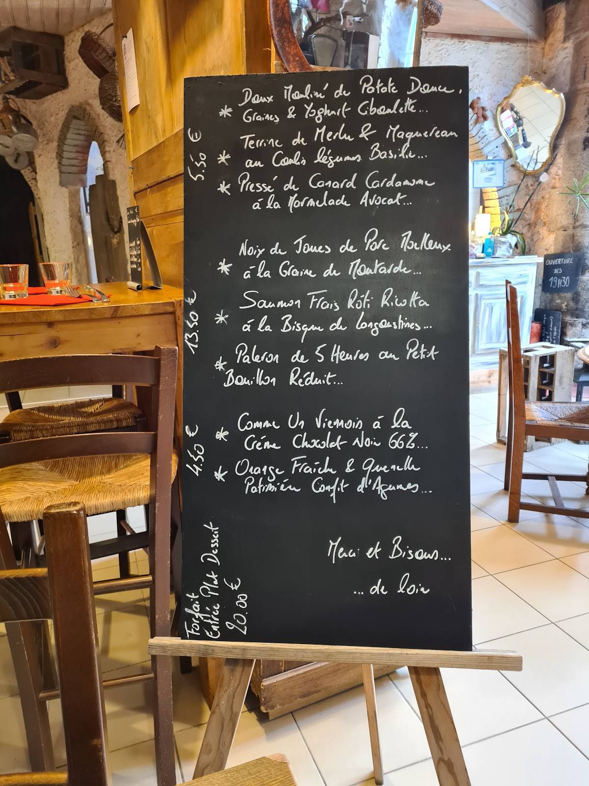 Menu au A La Petite Ruelle restaurant, Vallet
