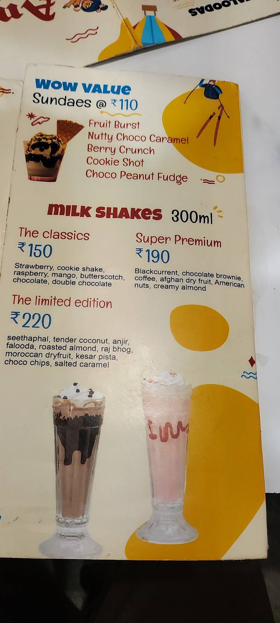 Menu at AMUL ICE CREAM PARLOUR PRODDATUR, Proddatur