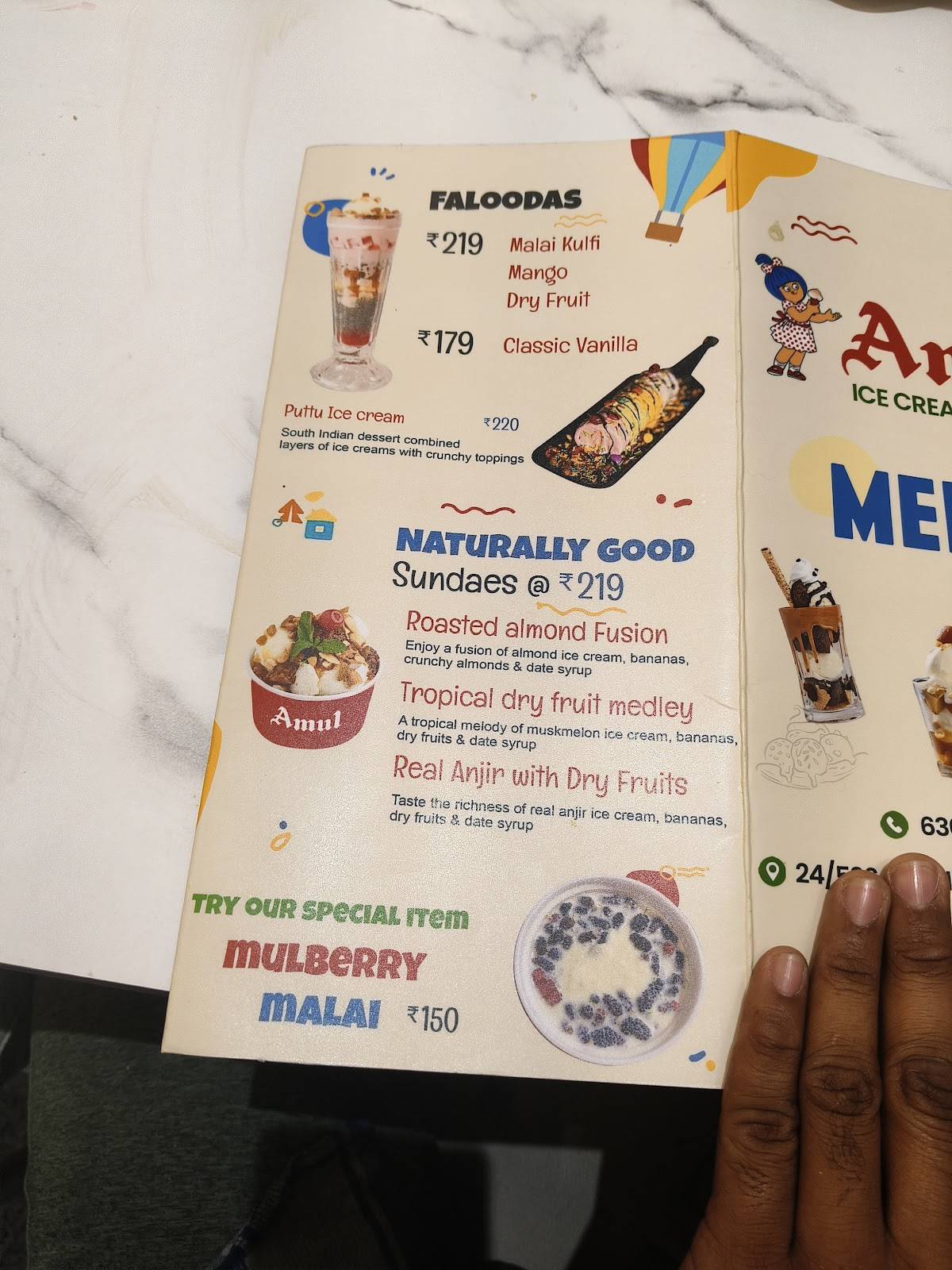 Menu at AMUL ICE CREAM PARLOUR PRODDATUR, Proddatur