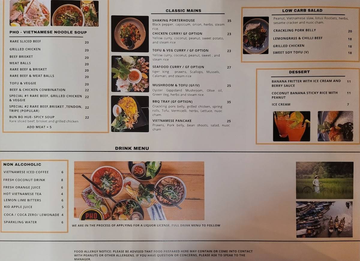 Menu at AN VIETNAMESE restaurant, Warragul