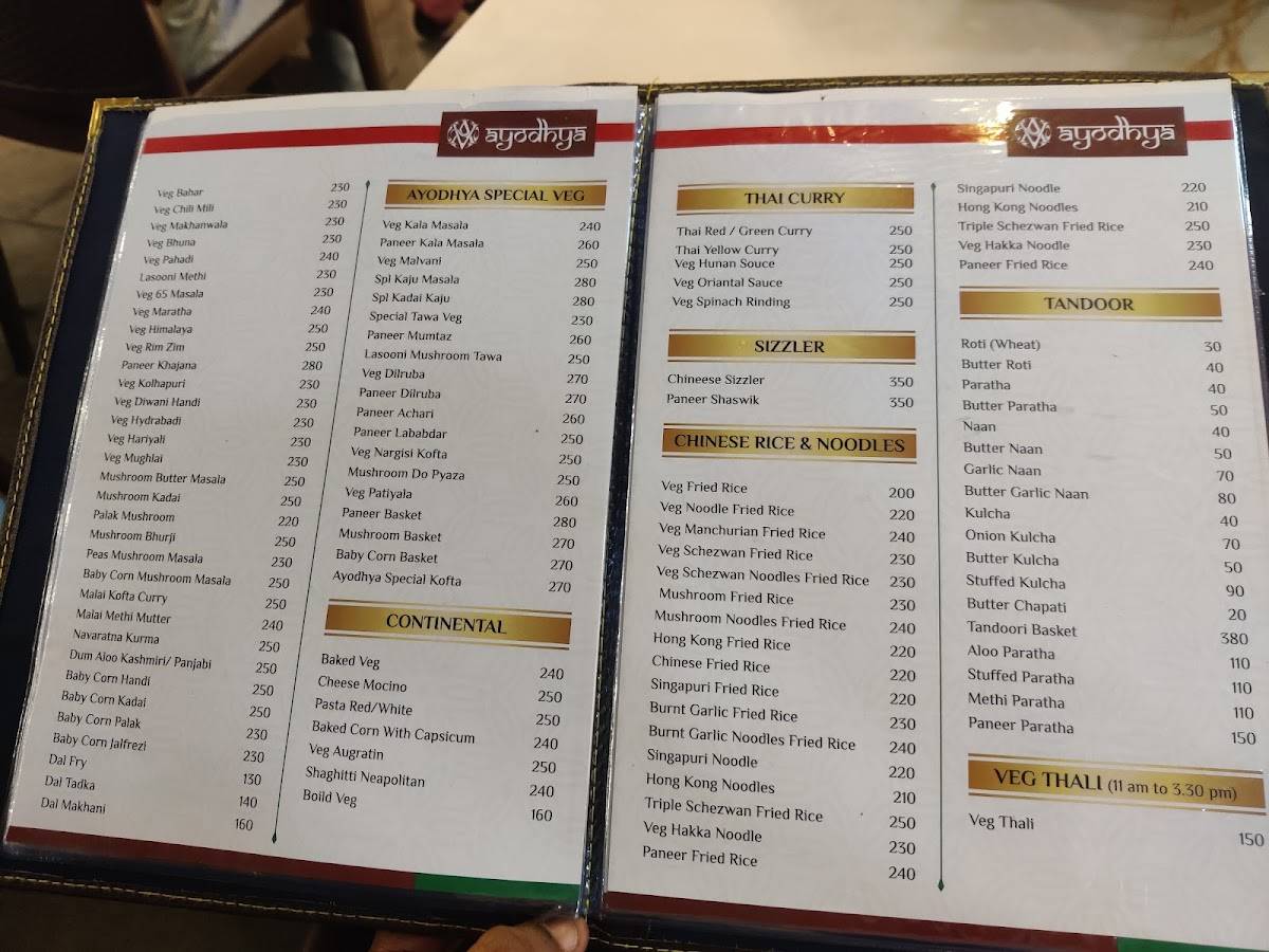 Menu at AYODHYA Veg, Pune
