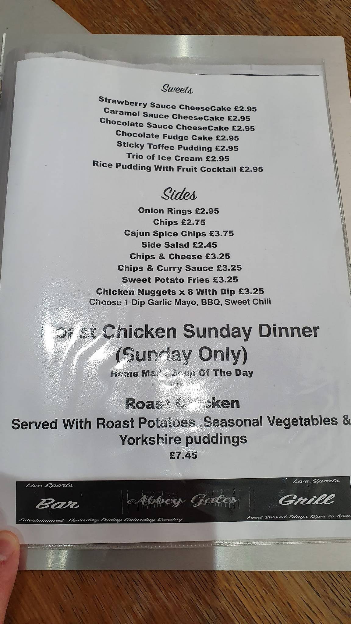 Menu at Abbey Gates Bar & Grill, Kilwinning